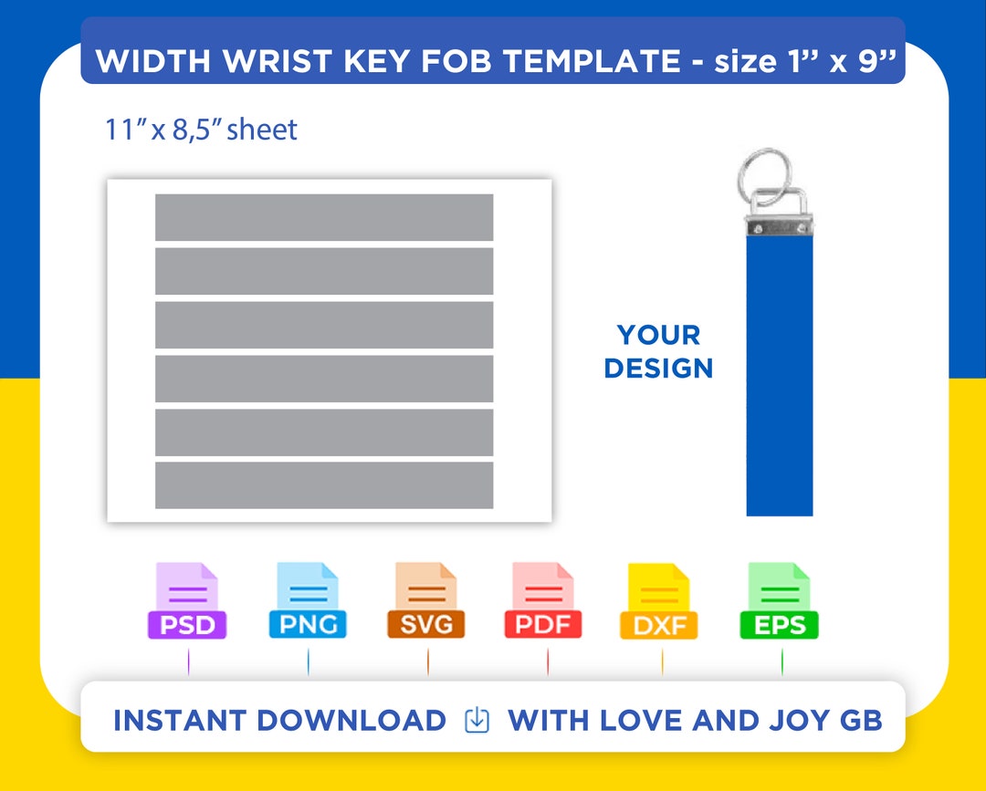 1 Inch Wrist Keychain Template, Png, Svg, Dxf, Eps, Label, Wrap, Cut ...
