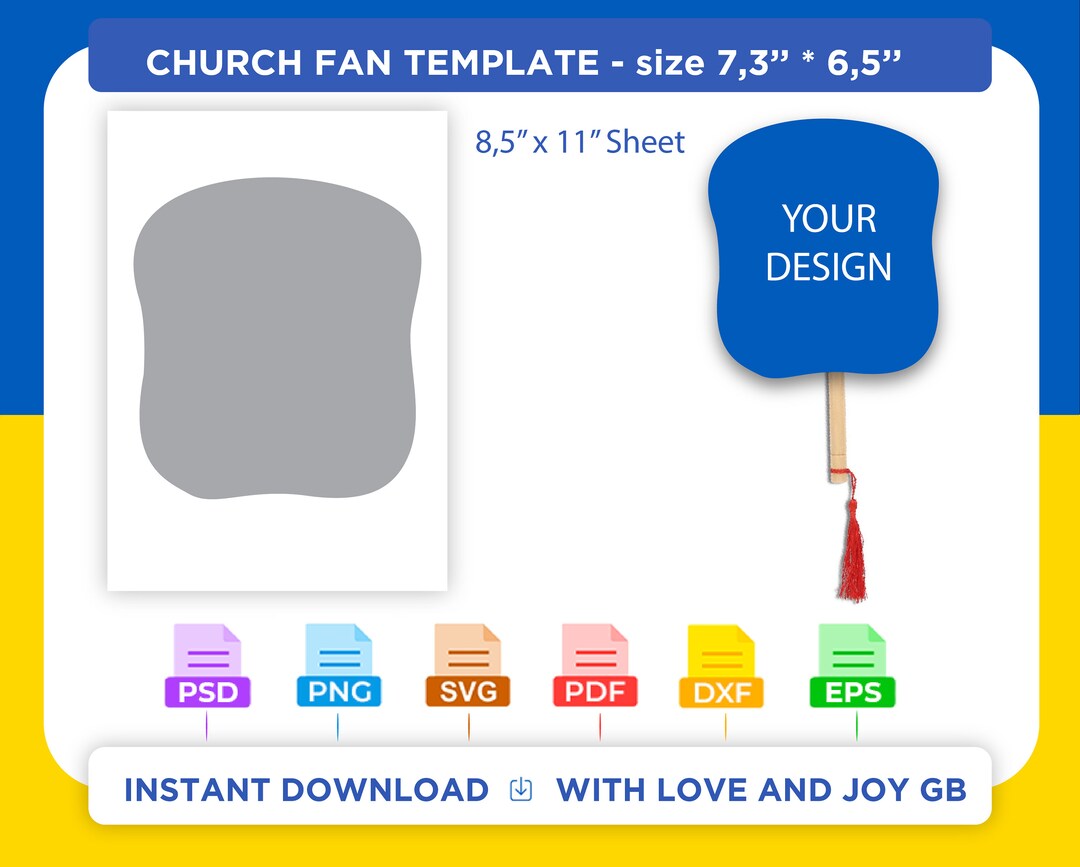 Church Paddle Fan Template, Svg, Png, Dxf, Eps, Canva, Label, Wrapper ...