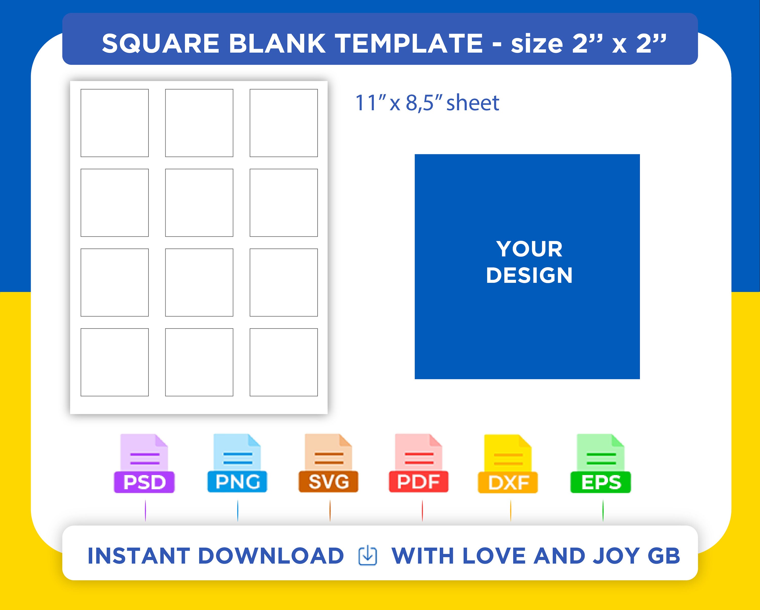 Square Blank Sticker Template, Svg, Png, Dxf, Eps, Label, Wrapper ...