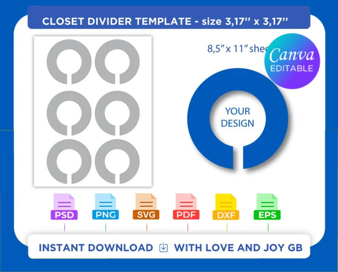 Closet Divider Template, Svg, Png, Dxf, Eps, Label, Wrapper, Canva ...