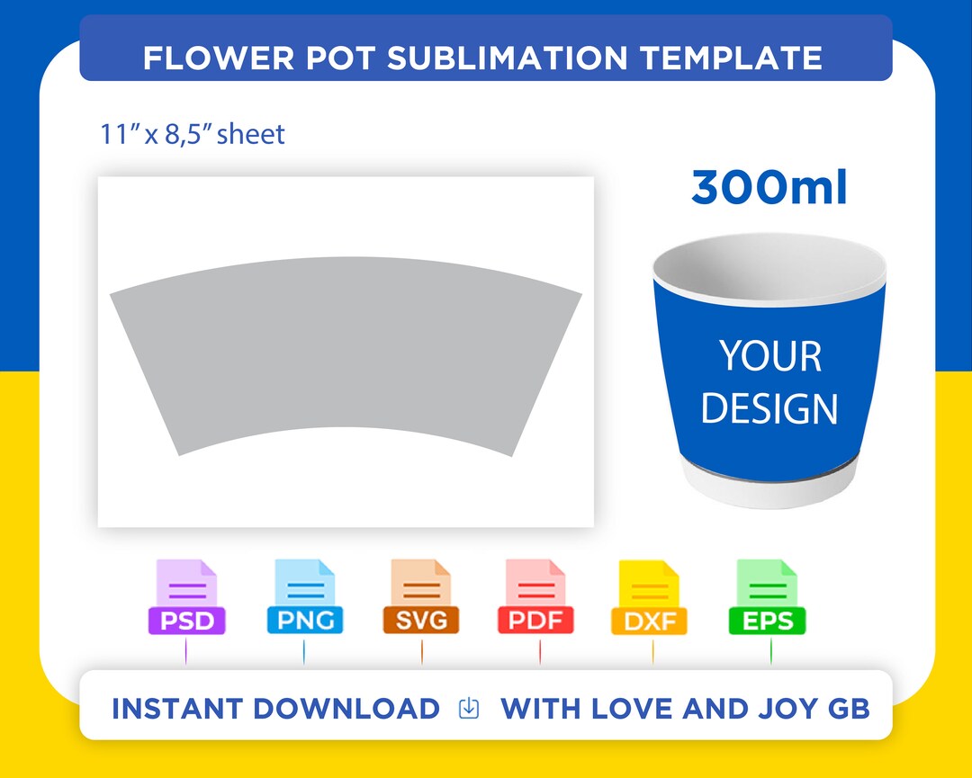 Ceramic Flower Pot Cup Template, Svg, Png, Dxf, Eps, Pdf, Wrapper ...