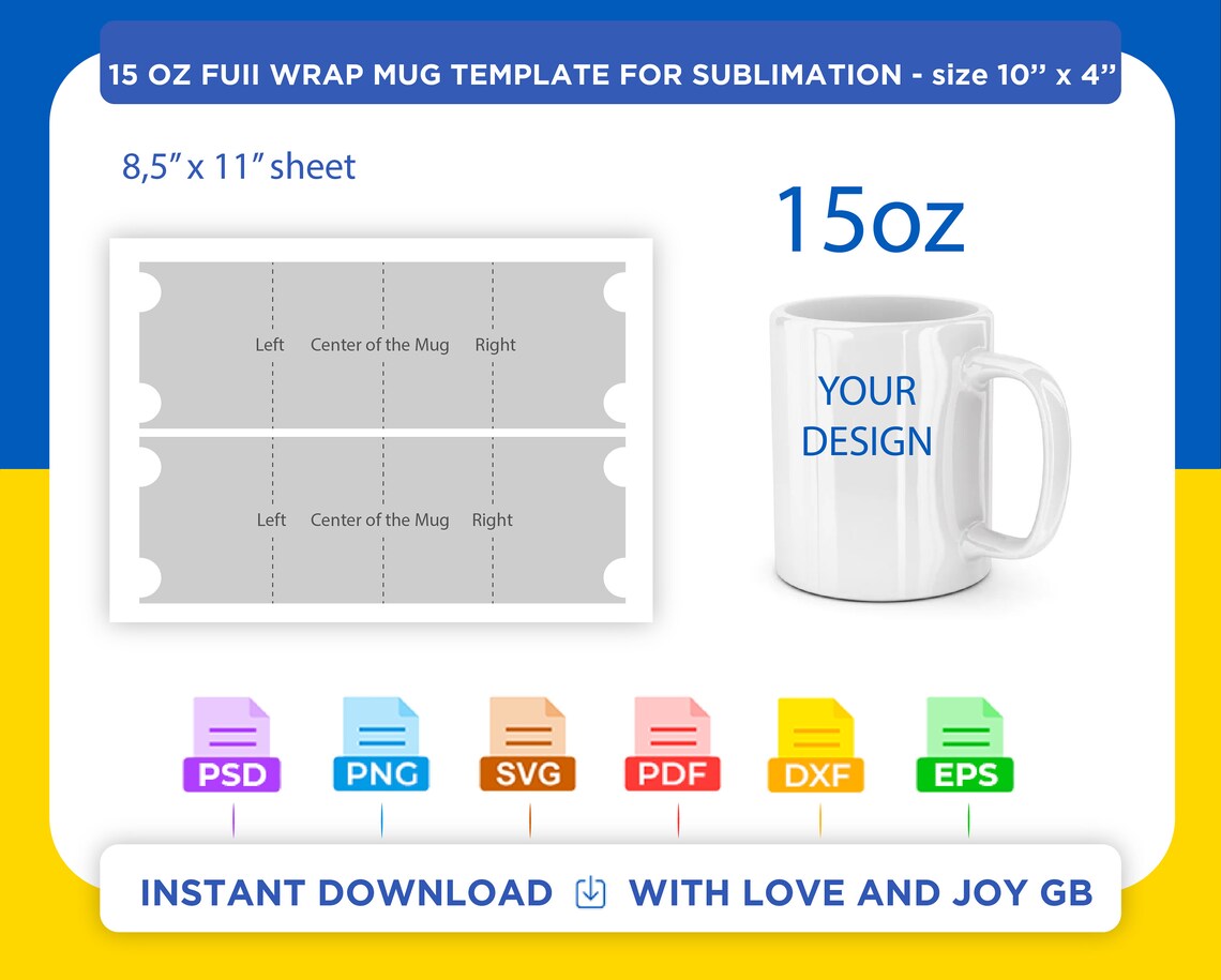 15 Oz Mug Template Svg Png Dxf Eps Canva Label Wrapper - Etsy UK