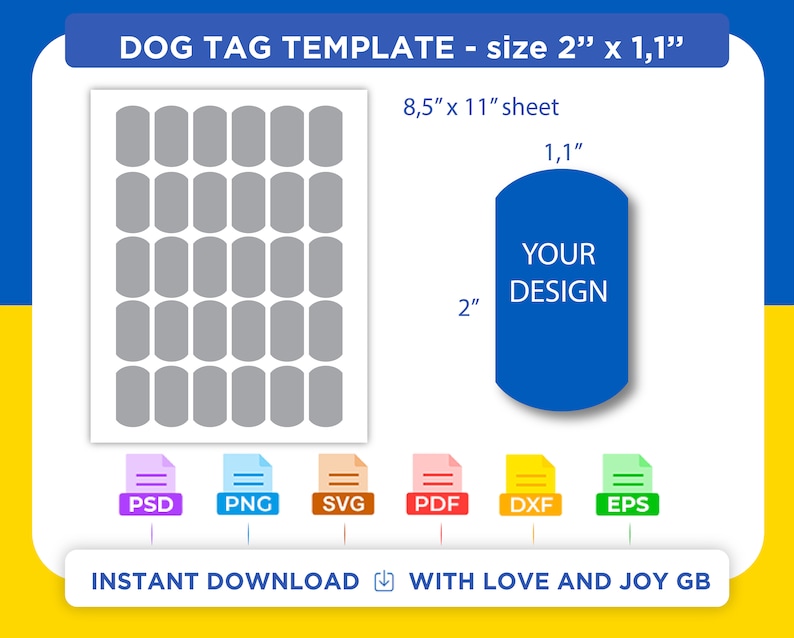 Dog Tag Template Svg Png Dxf Eps Label Wrapper Canva - Etsy