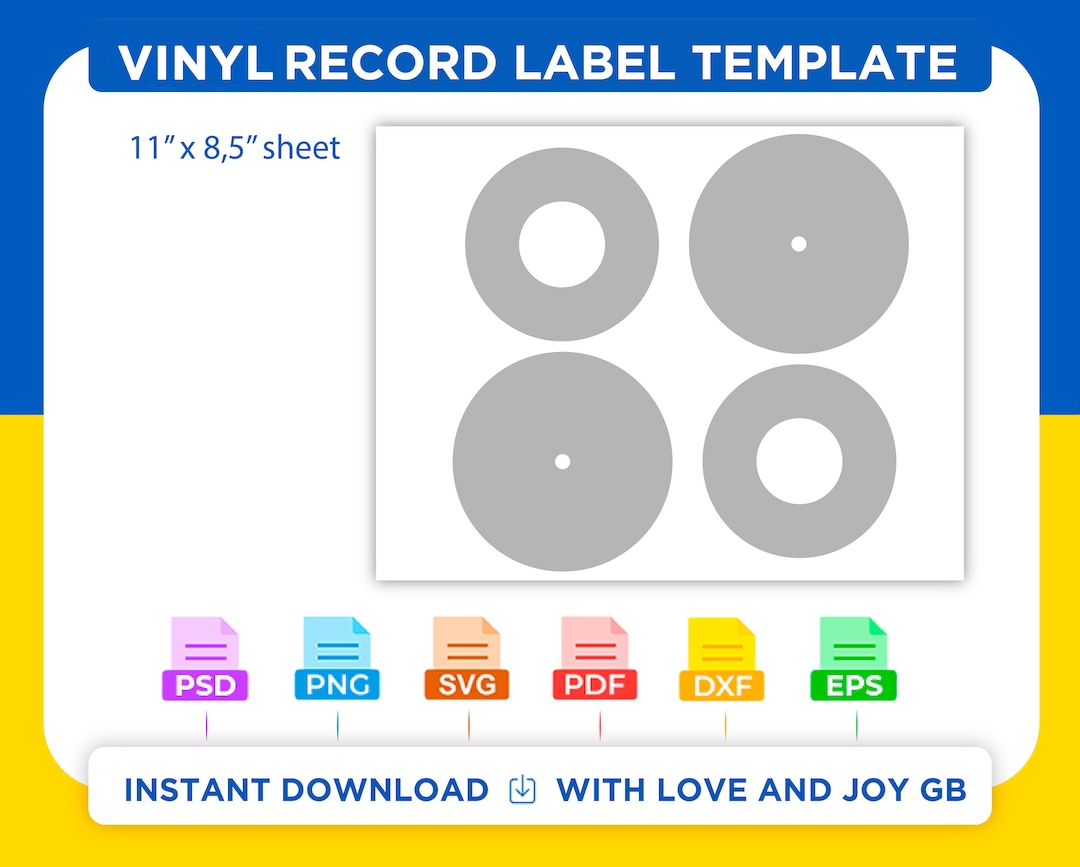 Vinyl Record Template, Svg, Png, Dxf, Eps, Label, Wrapper, Canva ...
