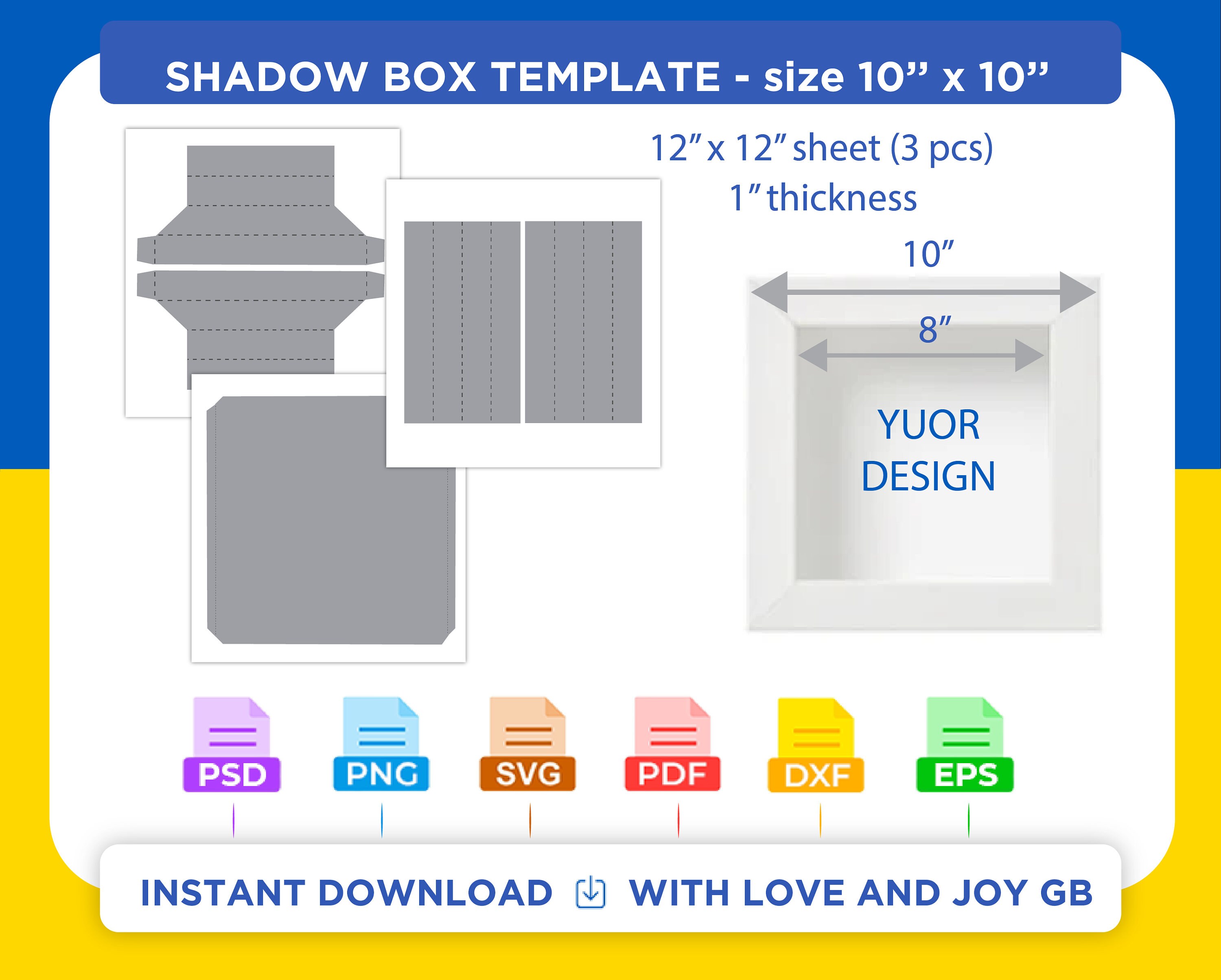 Shadow Box Frame Template Svg Png Dxf Eps Label Wrap - Etsy Australia