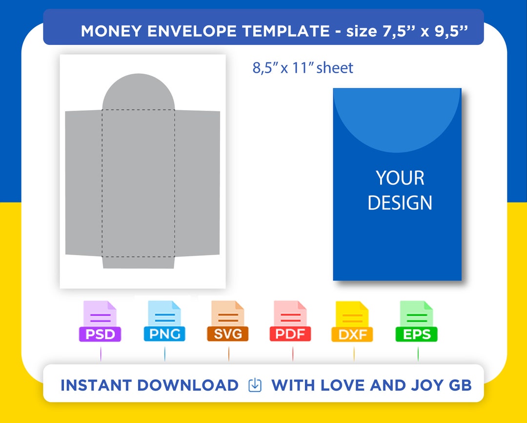 Money Envelope Template, Png, Svg, Dxf, Eps, Canva, Label, Wrapper, Cut ...