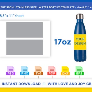 Water Bottle Template, Png, Svg, Dxf, Eps, Label, Wrapper, Canva ...