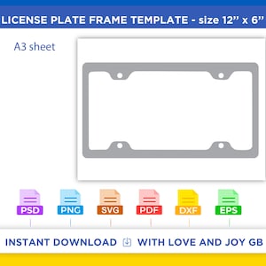 Car License Plate Frame Template Svg Png Dxf Eps Label - Etsy