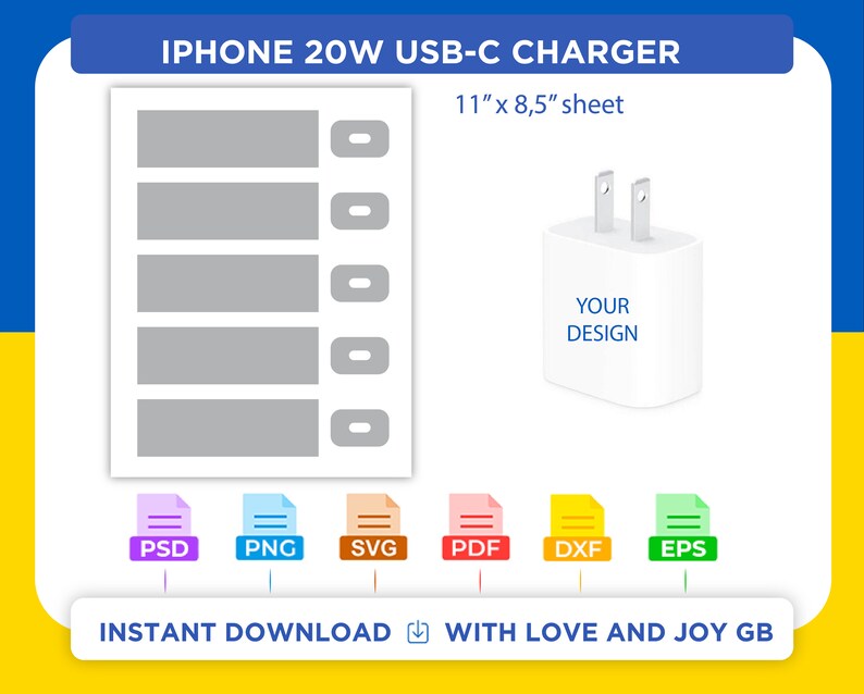 USB-C Iphone Charger Template Svg Png Dxf Eps Canva - Etsy