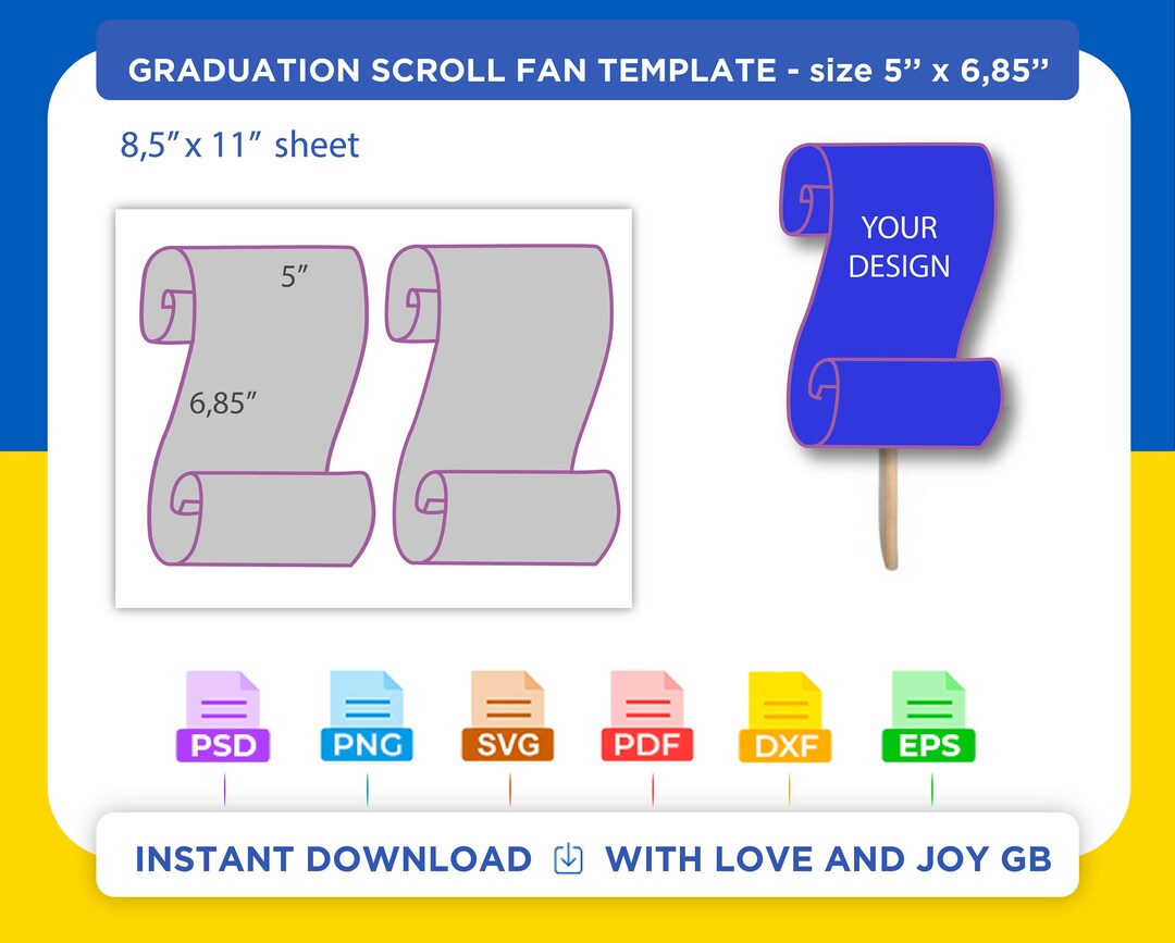 Graduation Scroll Fan Template Svg Png Dxf Eps Label - Etsy