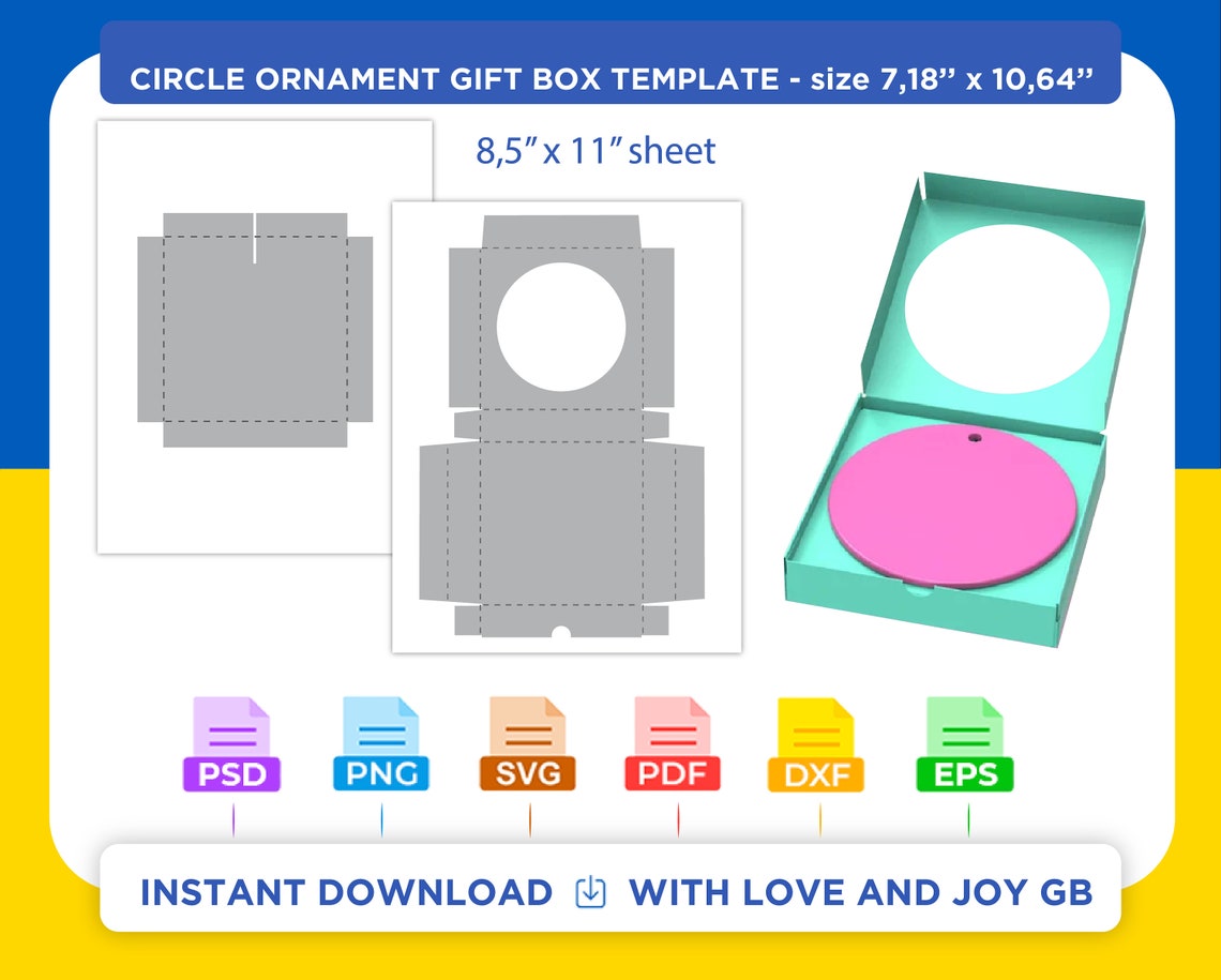 Circle Ornament Box Template Png Svg Psd Pdf Dxf Eps - Etsy