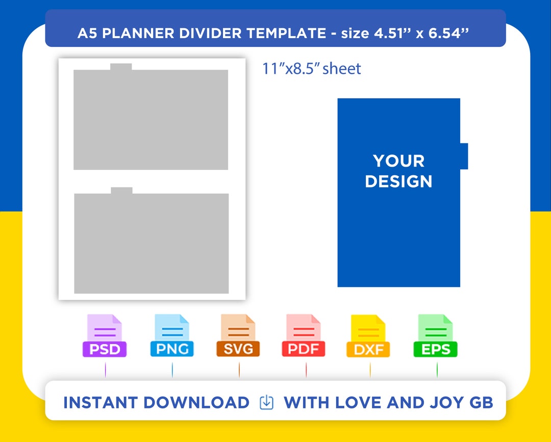 A5 Planner Divider Template, Svg, Png, Dxf, Eps, Label, Wrapper, Canva ...