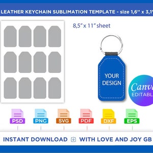 Leather Keychain Template, Png, Svg, Dxf, Eps, Label, Wrapper, Canva ...
