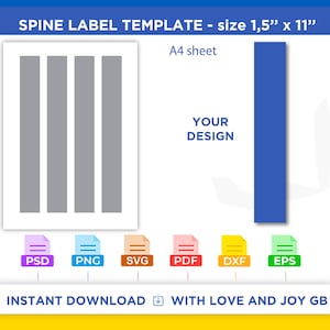 Book Spine Template, Svg, Png, Dxf, Eps, Pdf, Psd, Ai, Wrapper, Label ...