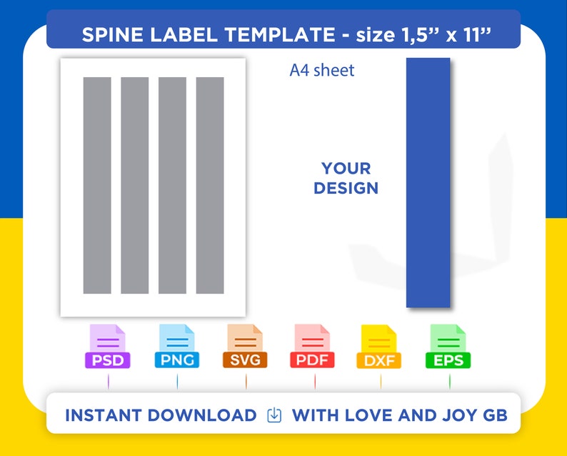 Book Spine Template Svg Png Dxf Eps Pdf Psd Ai - Etsy