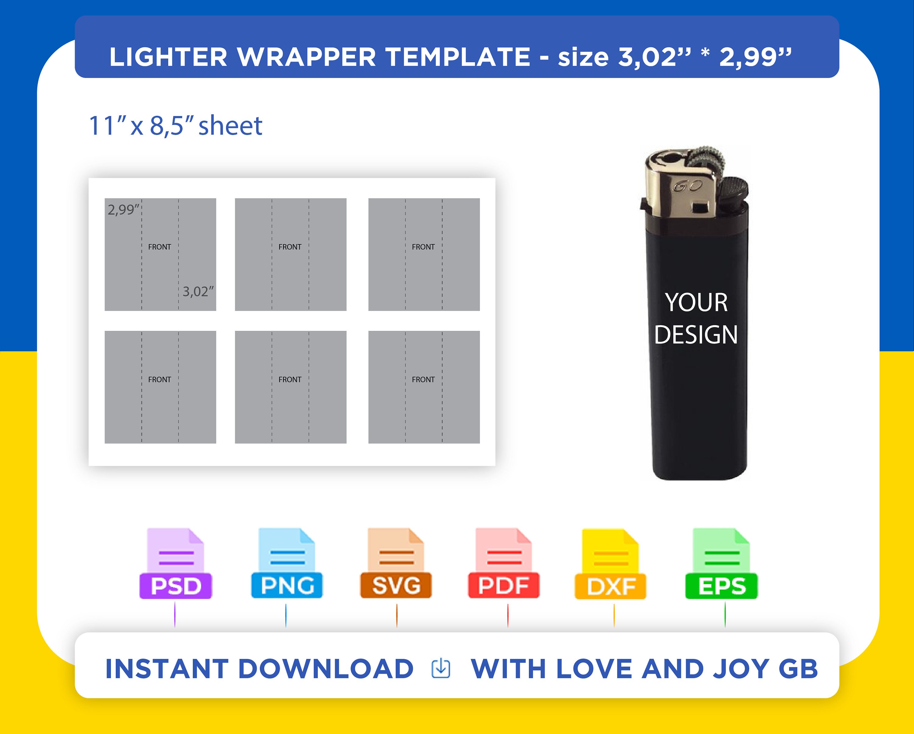 Lighter Template Png Dxf Eps Svg Label Wrapper Canva - Etsy Canada