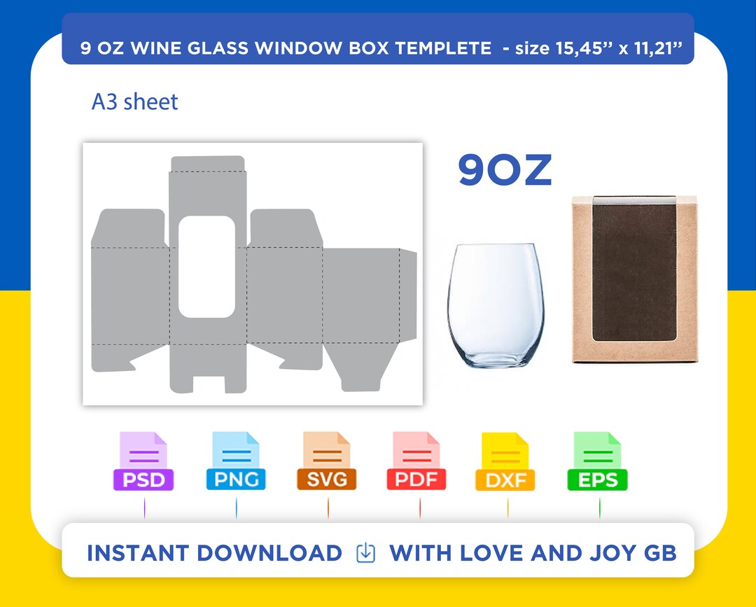 Glass Window Box Template, Png, Svg, Dxf, Eps, Label, Wrap, Canva ...
