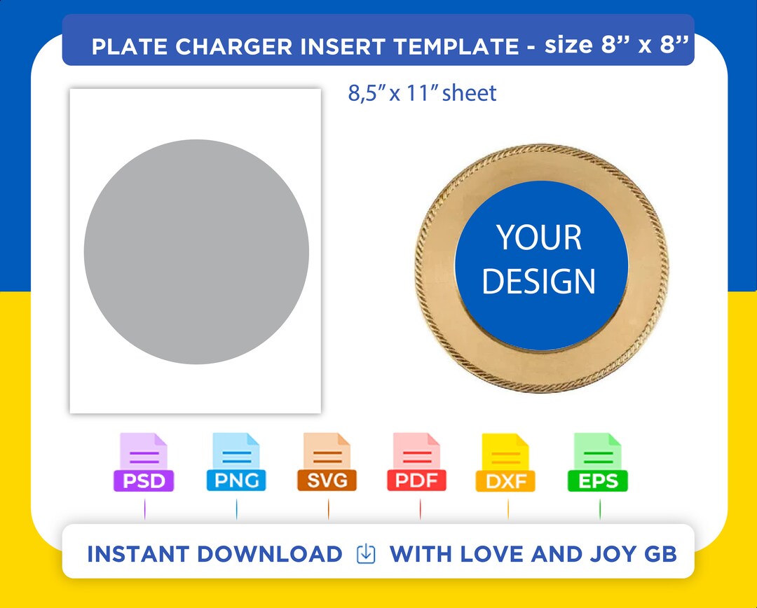 Plate Charger Template, Svg, Png, Dxf, Eps, Label, Wrapper, Canva ...