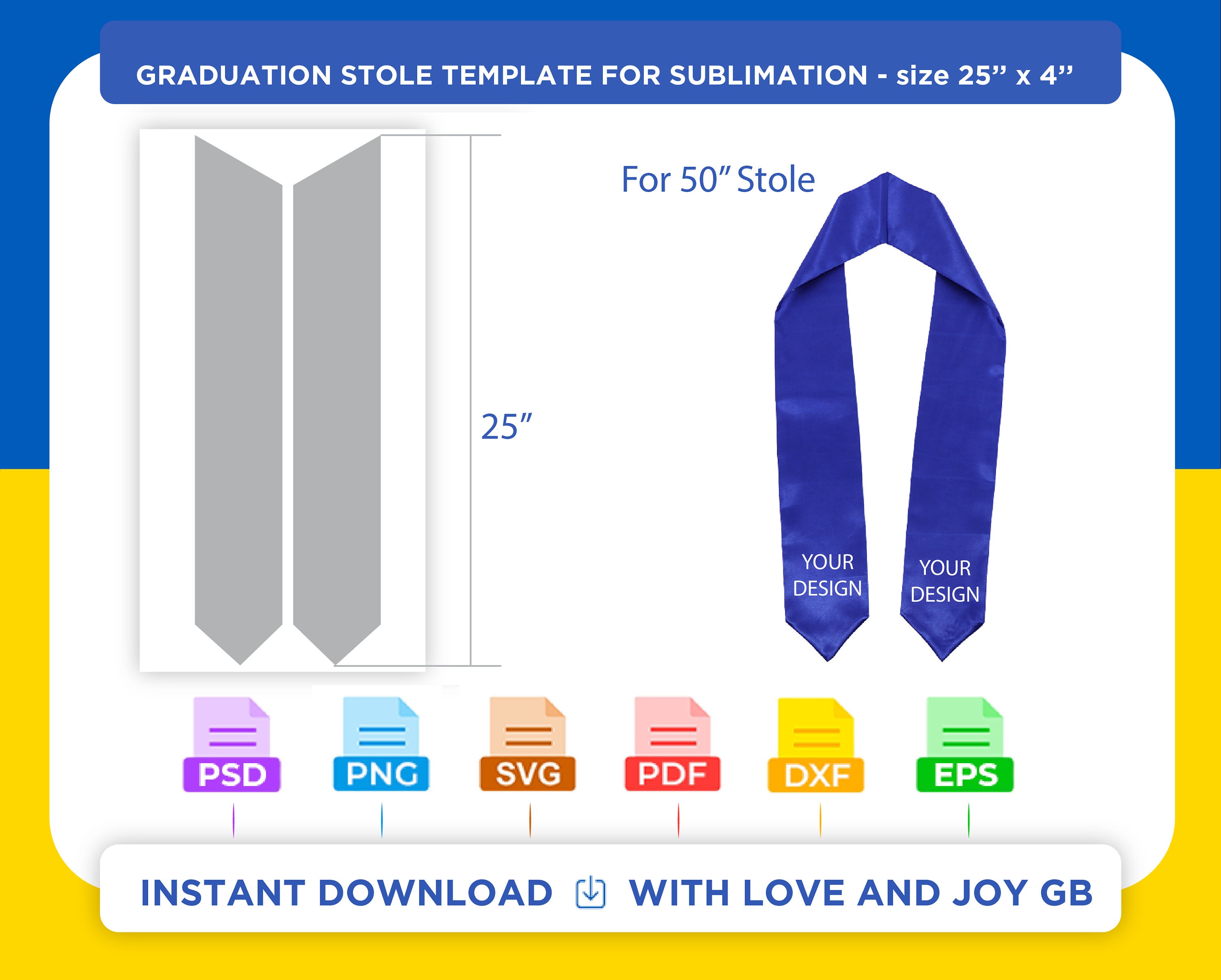 Graduation Stole Template Svg Png Dxf Eps Canva Label - Etsy