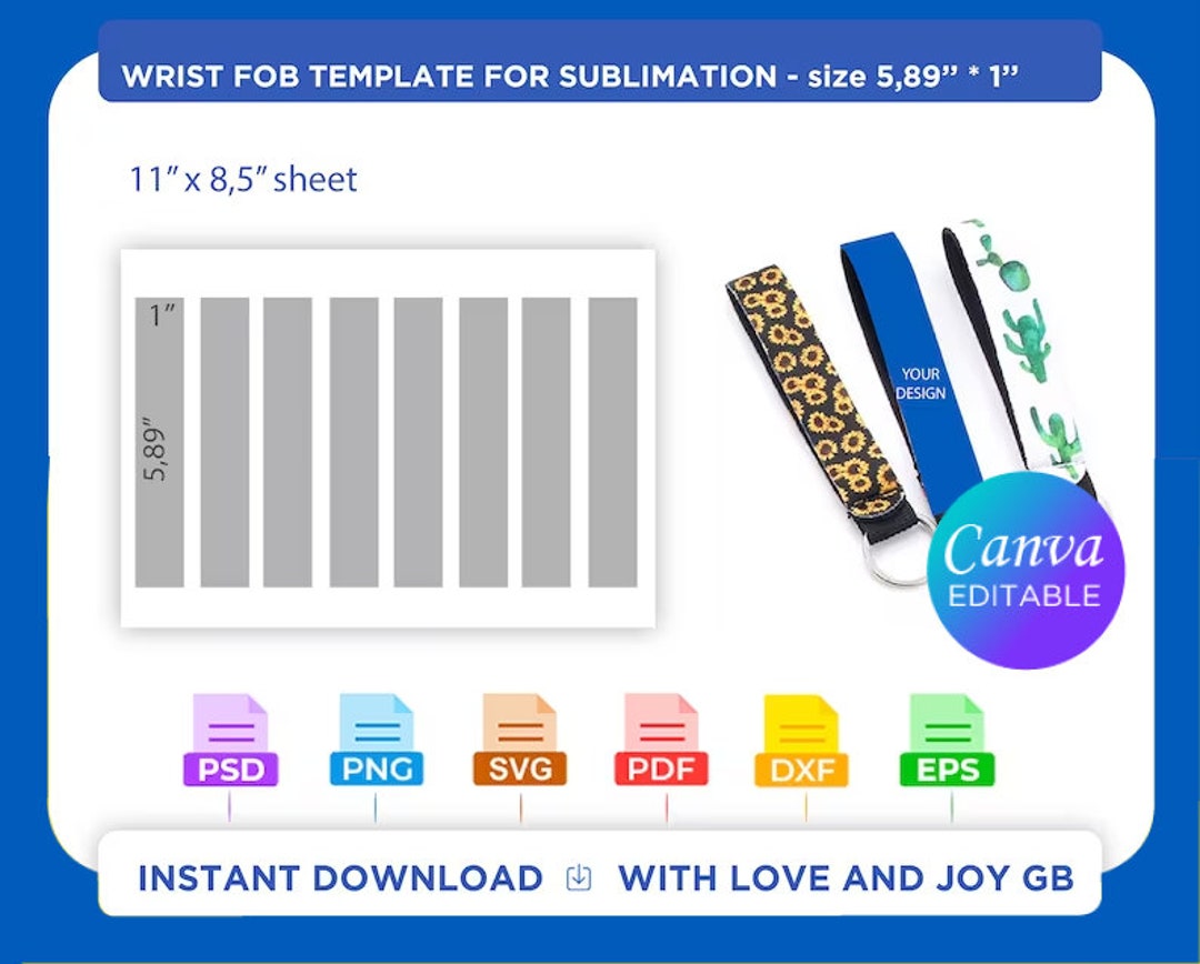 Wrist Fob Template, Keychain Wristlet Template, Png, Svg, Dxf, Eps, Pdf ...