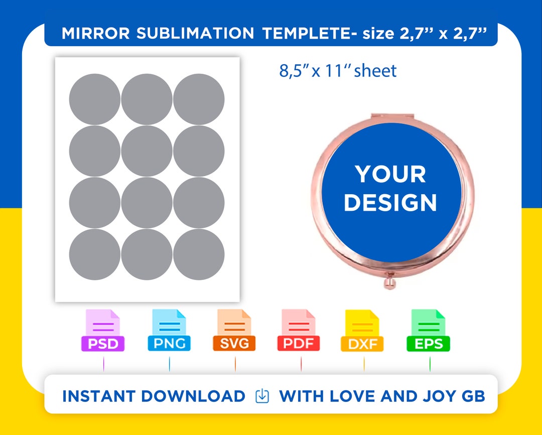 Compact Mirror Template, Svg, Png, Dxf, Eps, Label, Wrapper, Canva ...