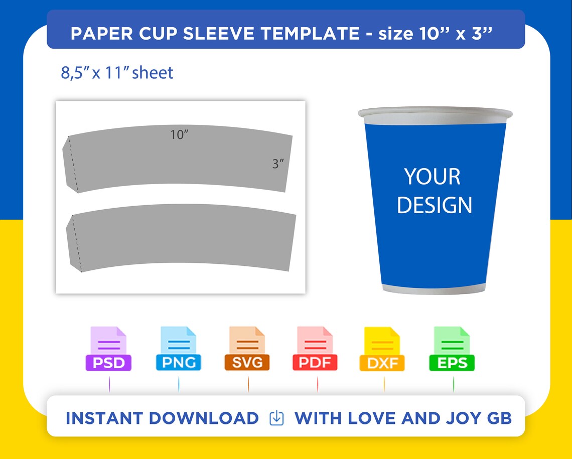 Paper Coffee Cup Sleeve Template Svg Png Dxf Eps Canva - Etsy