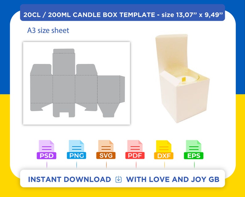 Candle Box Template, Svg, Png, Dxf, Eps, Label, Wrapper, Canva, Cricut ...