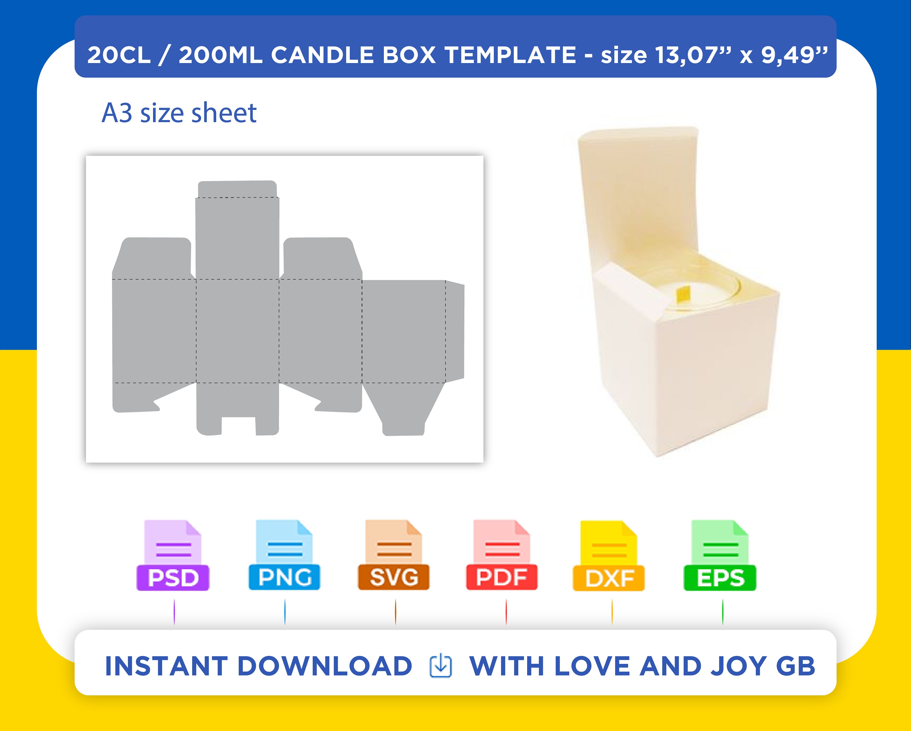 Candle Box Template, Svg, Png, Dxf, Eps, Label, Wrapper, Canva, Cricut ...