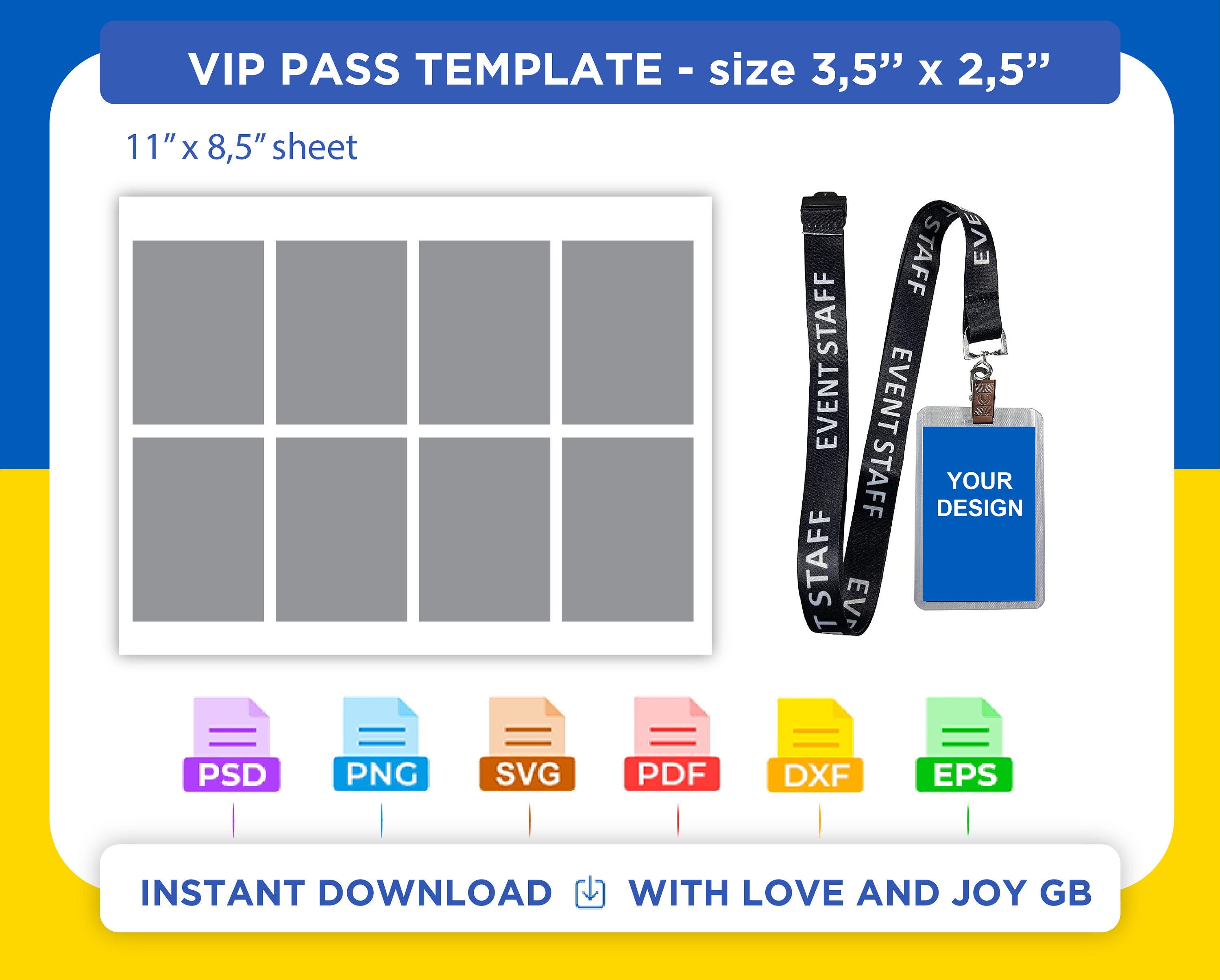 VIP Pass Business ID Badge Template Svg Png Dxf Eps - Etsy UK