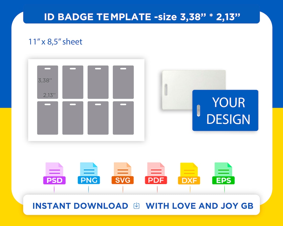 ID Badge Template, Svg, Png, Dxf, Eps, Label, Wrapper, Canva ...