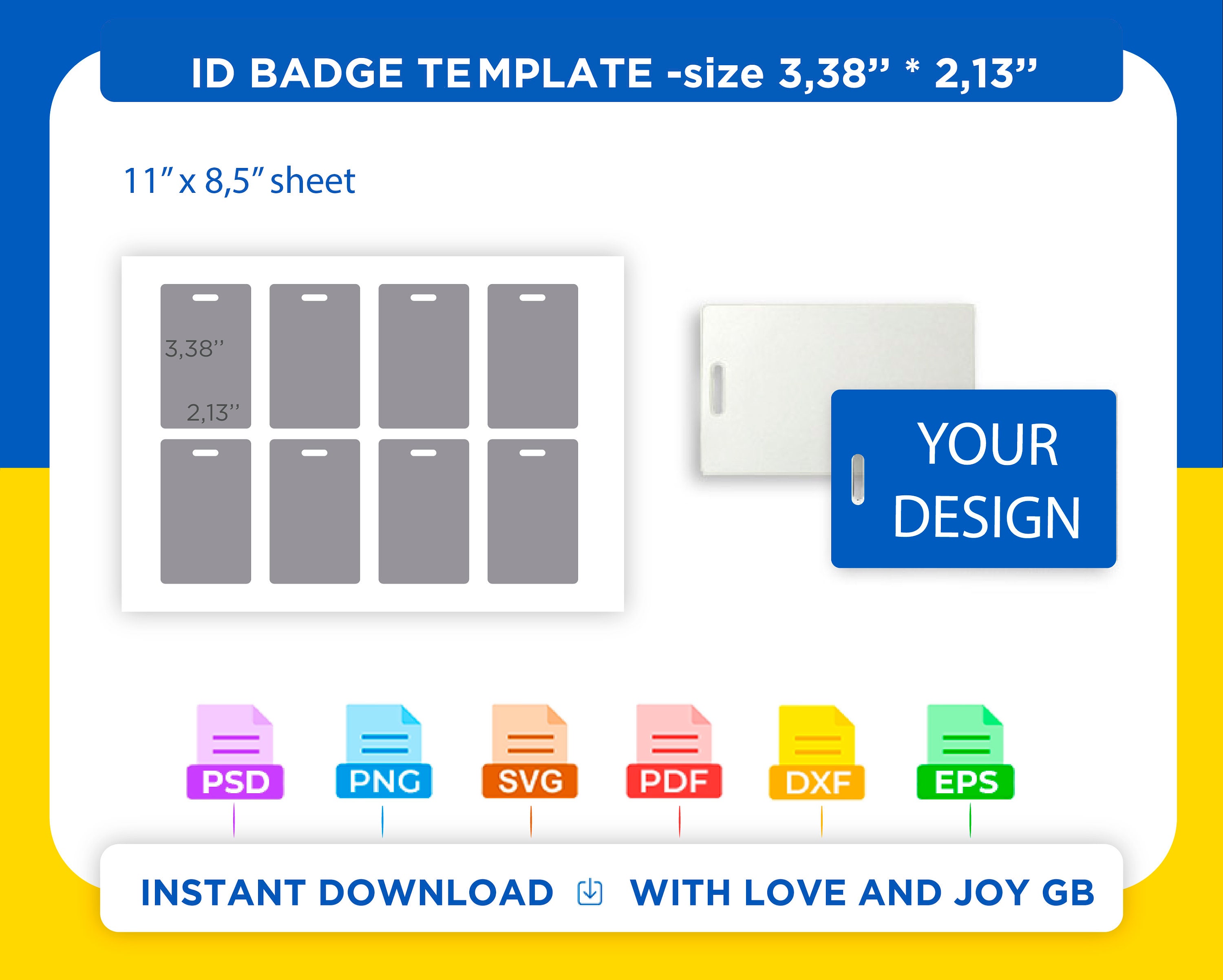 ID Badge Template Svg Png Dxf Eps Label Wrapper Canva - Etsy