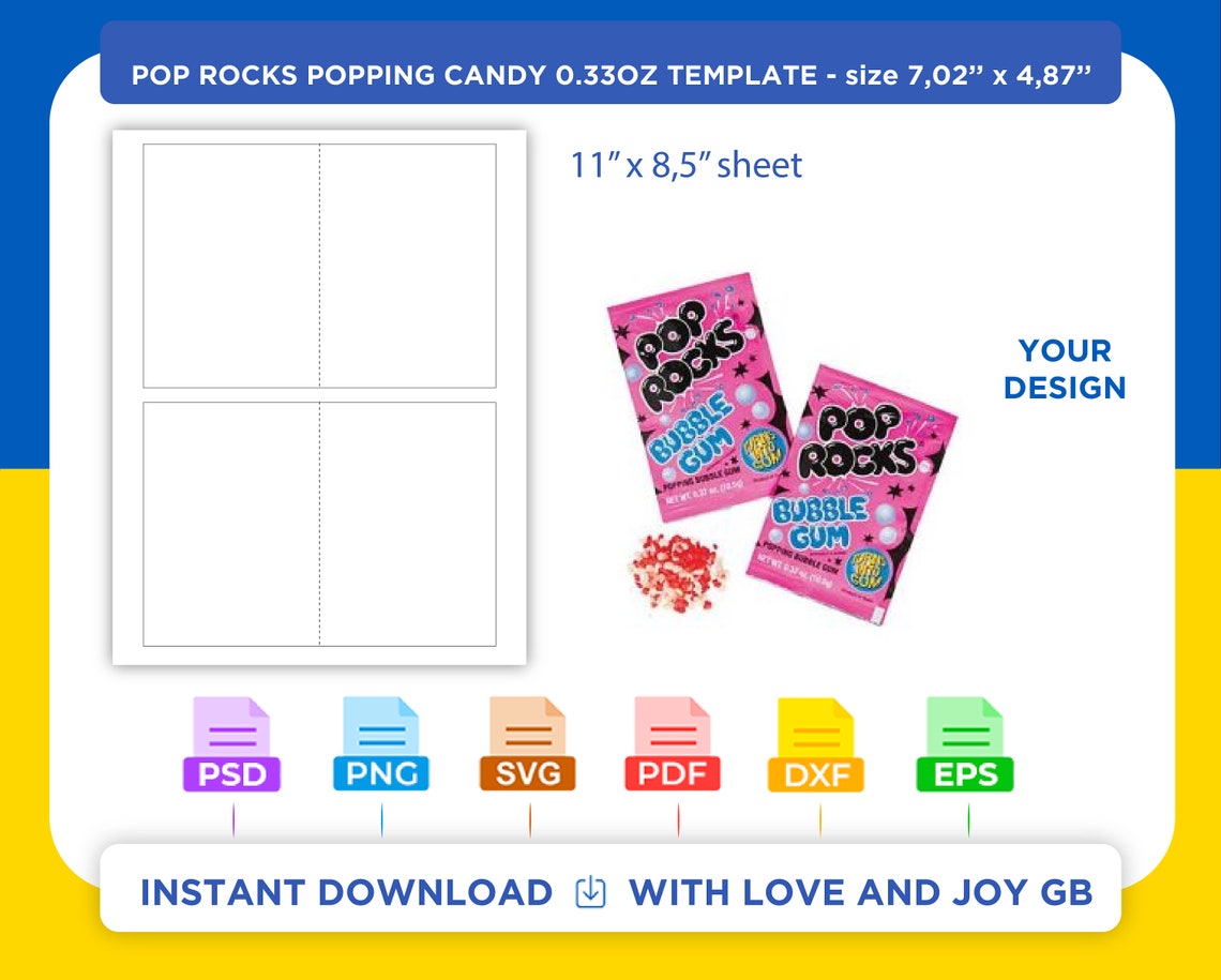 Pop Rocks Popping Candy Template Svg Png Dxf Eps Label - Etsy