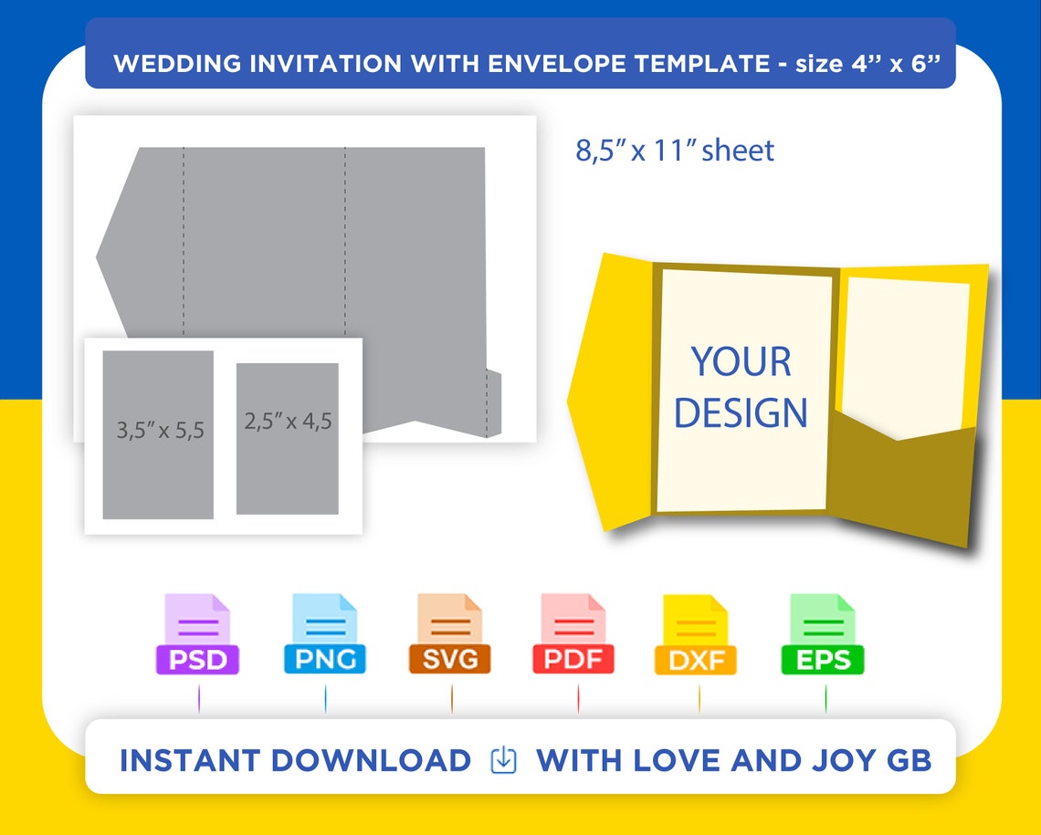 Pocket Wedding Invitation Envelope Template Png Svg Dxf - Etsy