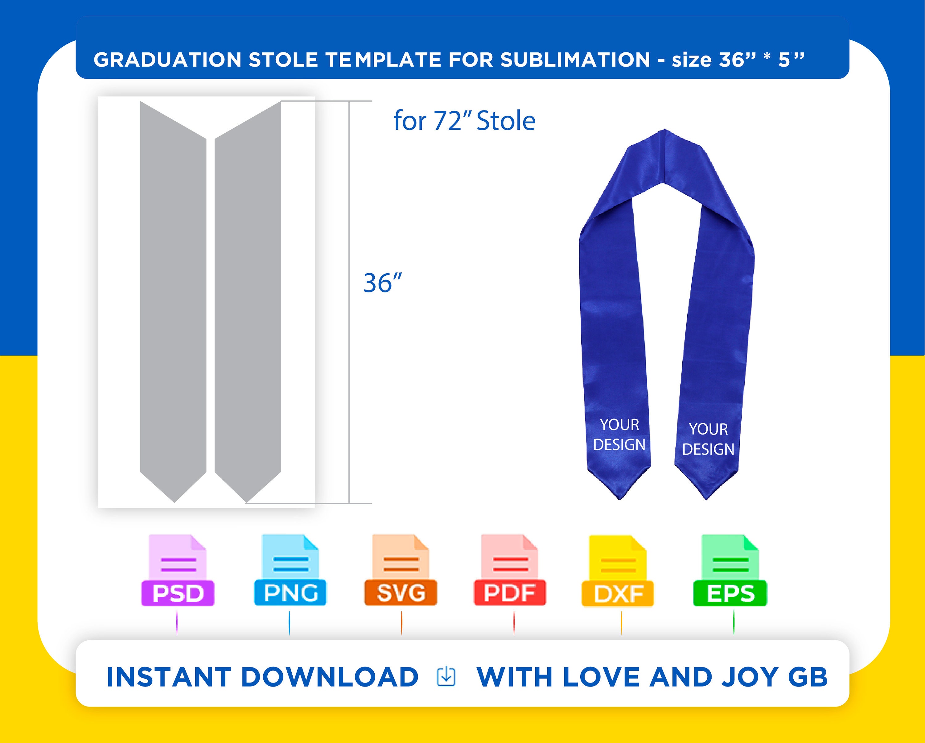 2022 Graduation Stole Template Fully Editable In Photoshop Or 