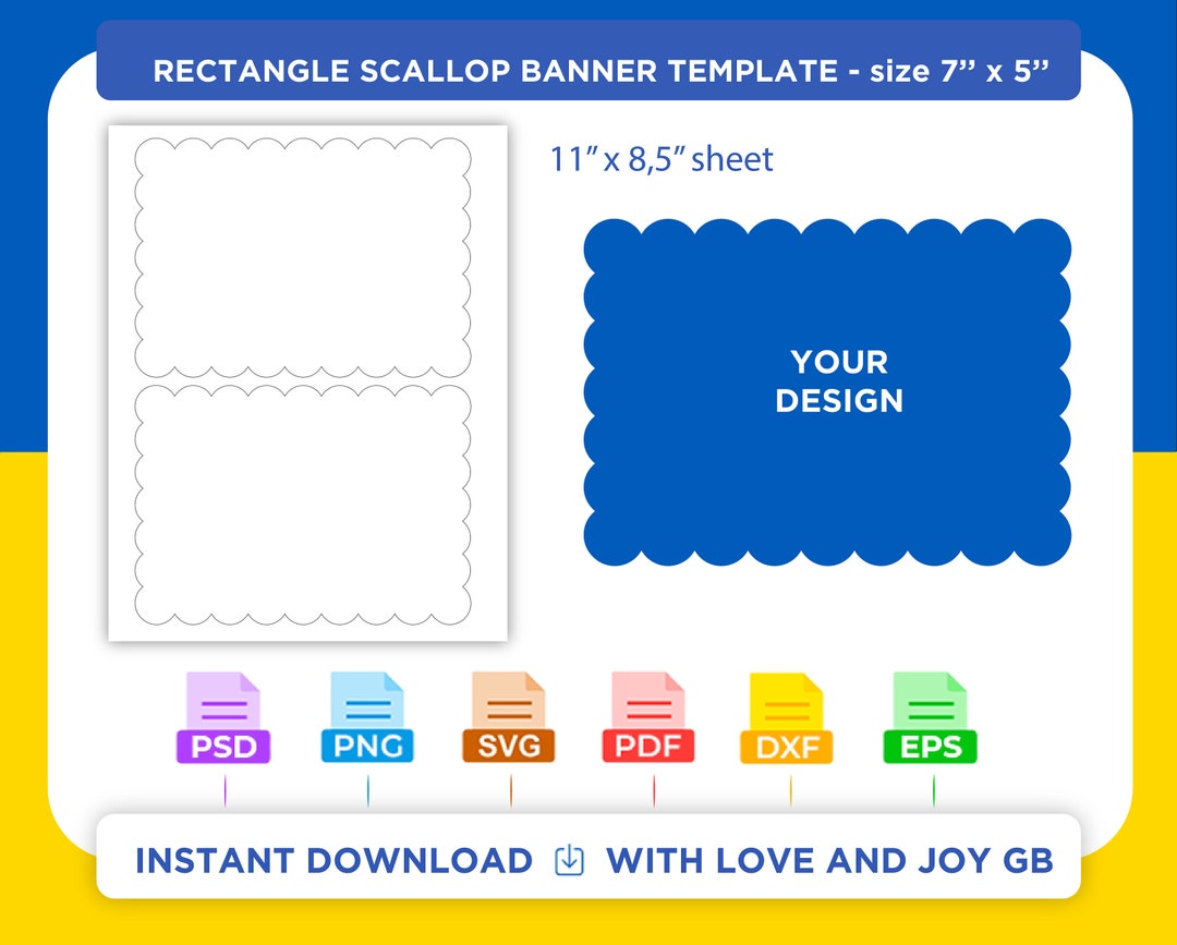 Rectangle Scallop Banner Template Svg Png Dxf Eps Label - Etsy