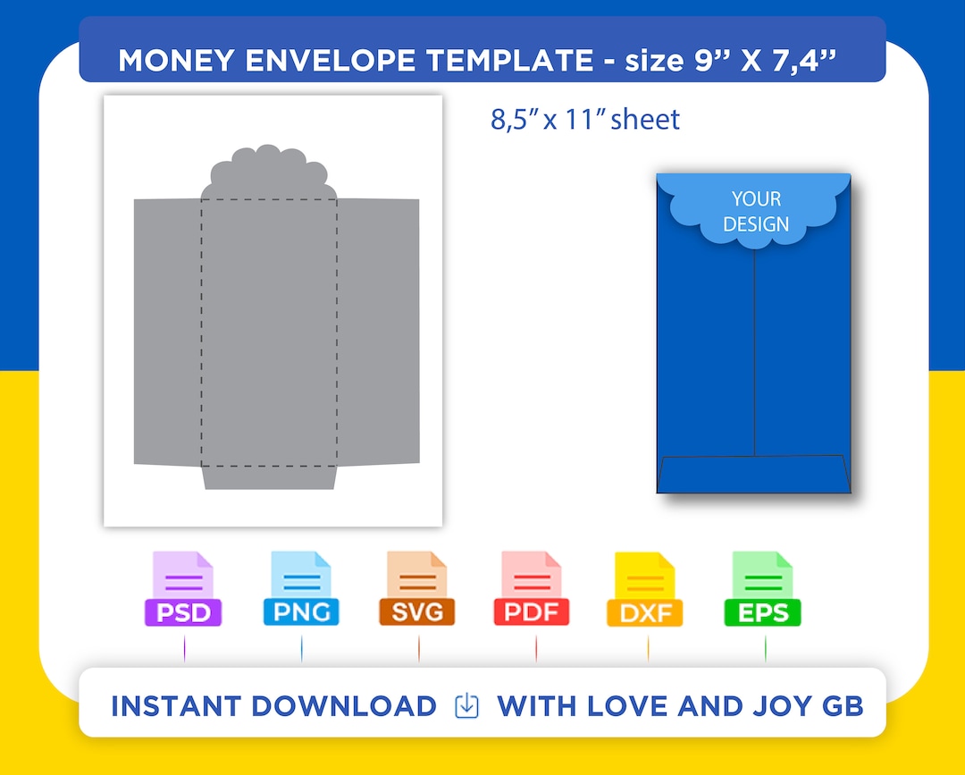 Money Envelope Template, Png, Svg, Dxf, Eps, Canva, Label, Wrapper, Cut ...