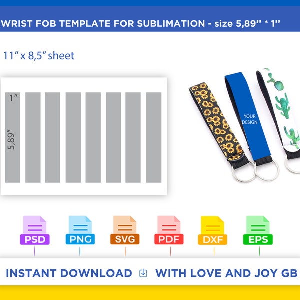 Sublimation Wristlet Keychain Template - Etsy