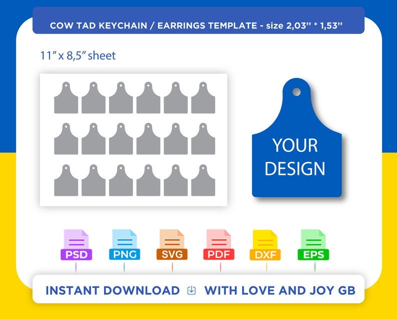 Cattle Tag Template Cow Tag Earring Psd Png Svg Pdf Dxf - Etsy