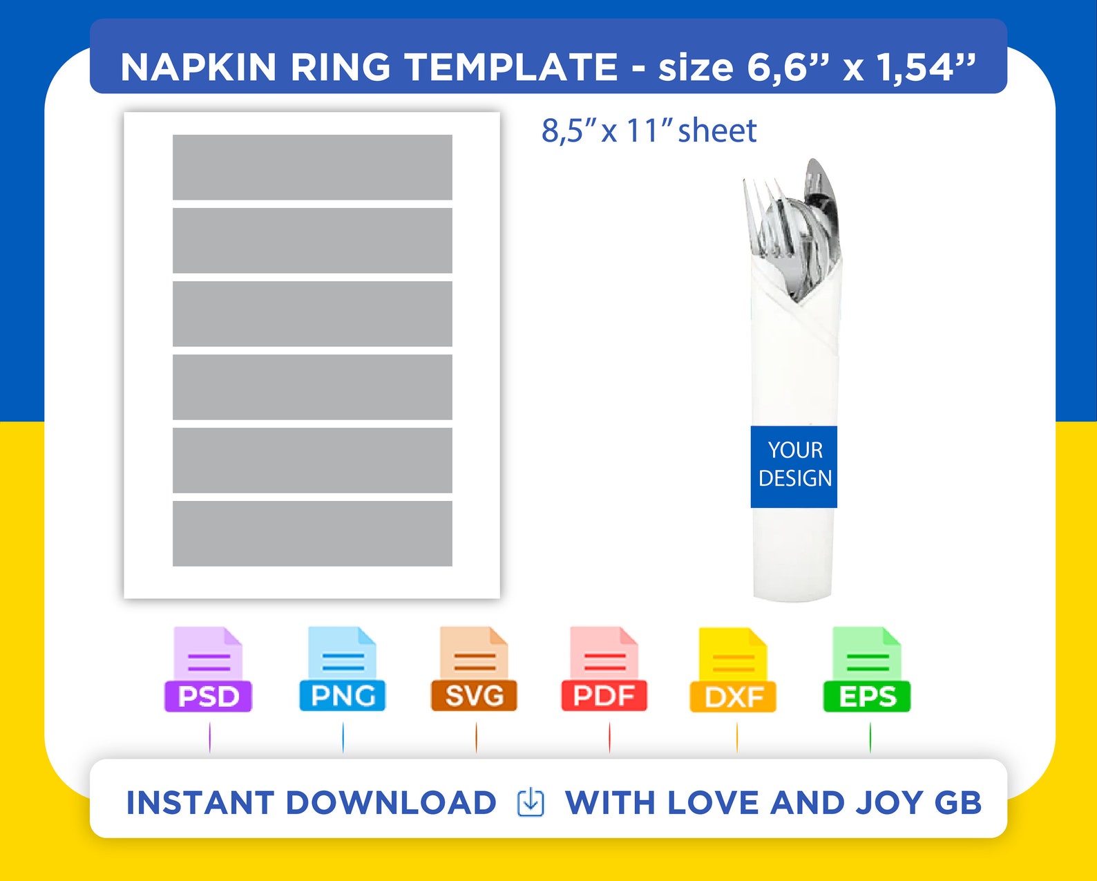Napkin Ring Template Svg Png Dxf Eps Label Wrapper - Etsy