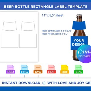 Rectangle Beer Bottle Template, Png, Svg, Dxf, Eps, Pdf, Psd, Diy, Gift ...