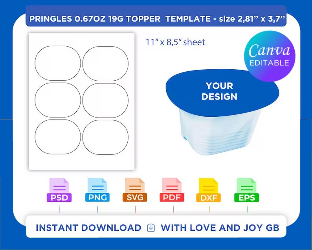 Pringles Topper Template, Png, Svg, Dxf, Eps, Label, Wrap, Canva ...