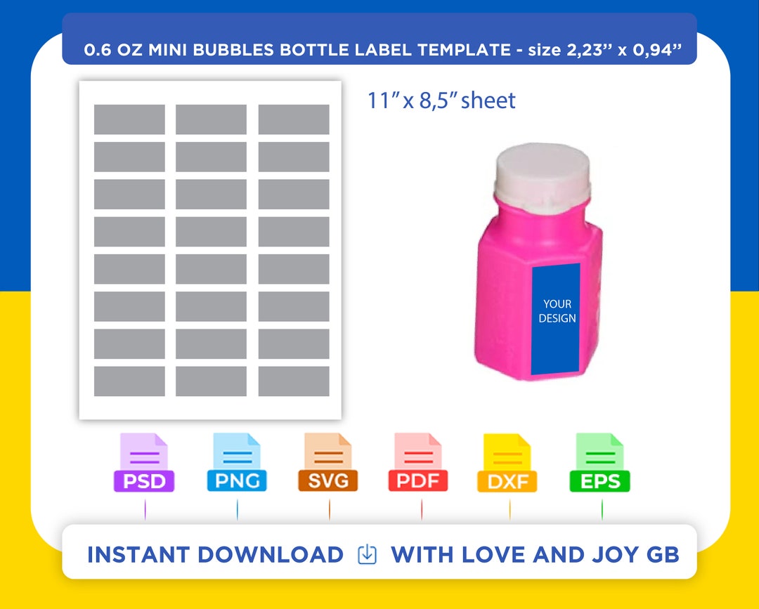 Mini Bubble Bottle Template Png Svg Dxf Eps Label - Etsy