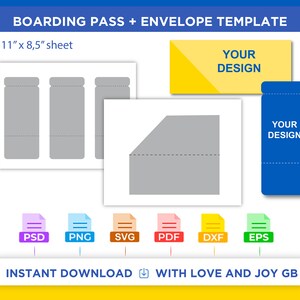 Boarding Pass Envelope Template, Png, Svg, Dxf, Eps, Canva, Label ...