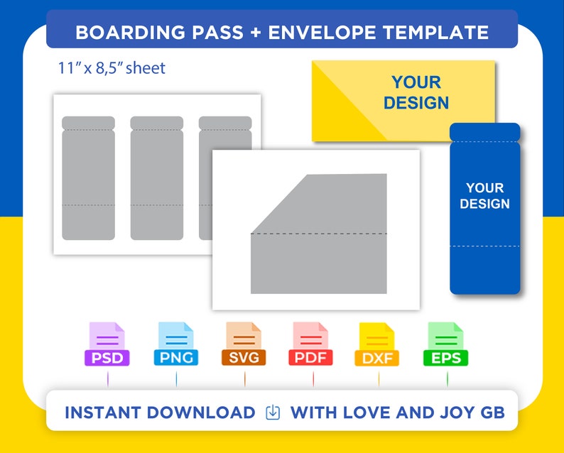 Boarding Pass Envelope Template Png Svg Dxf Eps Canva - Etsy