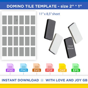 Domino Tile Template Svg Png Dxf Eps Label Wrapper - Etsy