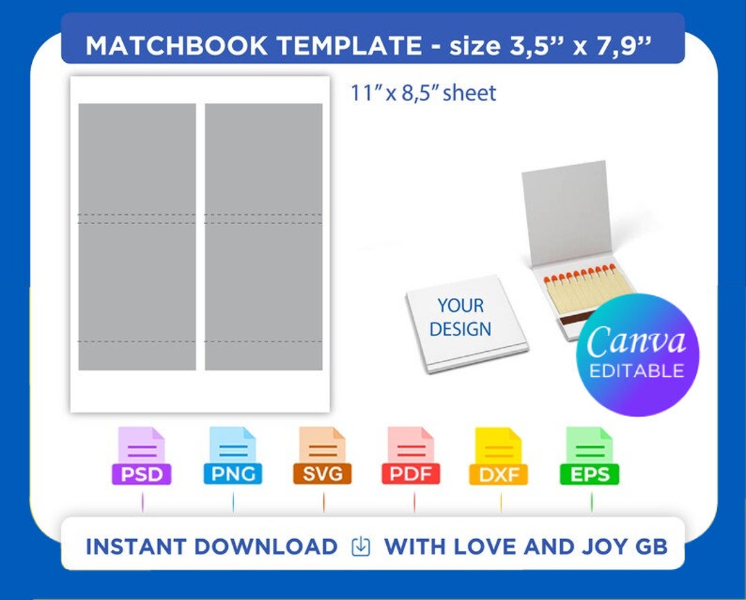 Fire Match Book Box Template, Svg, Png, Dxf, Eps, Label, Wrapper, Canva ...