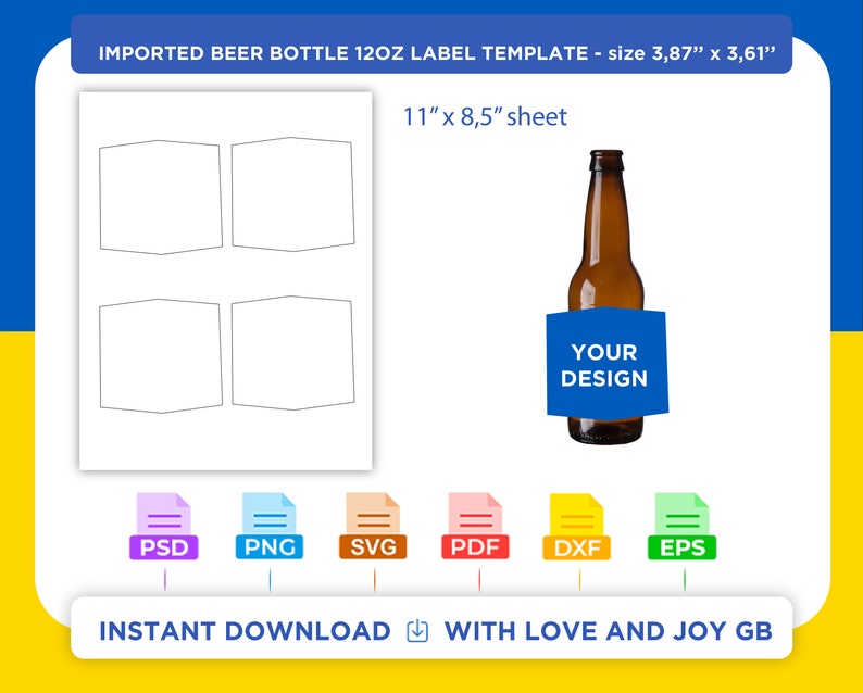Imported Beer Bottle Template Png Svg Dxf Eps Label - Etsy