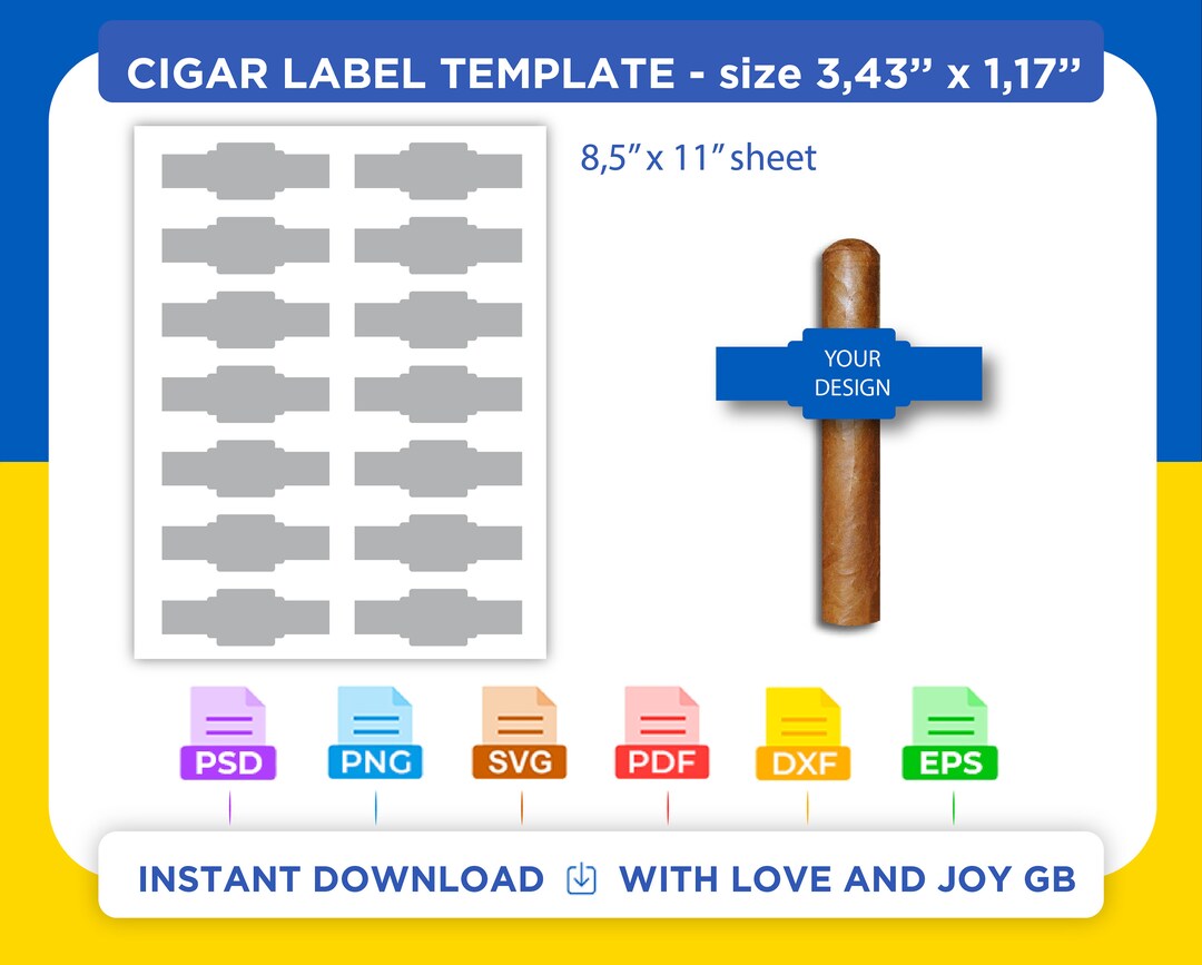 Cigar Template Svg Png Dxf Eps Canva Label Wrapper Cut - Etsy