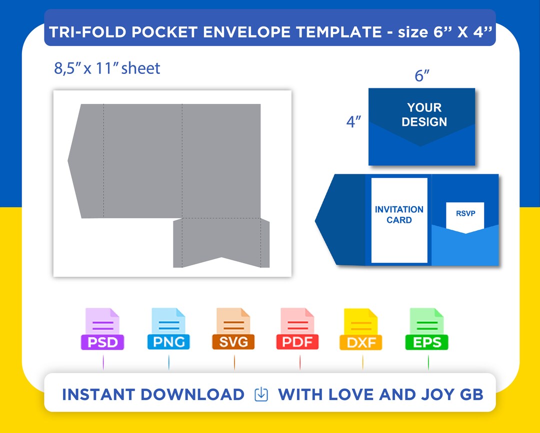 Fold Pocket Envelope Template Png Svg Dxf Eps Canva - Etsy