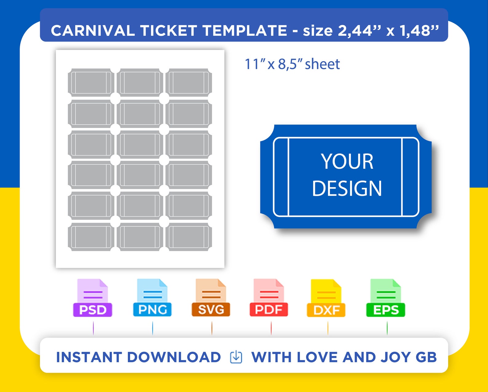 Carnival Ticket Template Svg Png Dxf Eps Label Wrap - Etsy UK